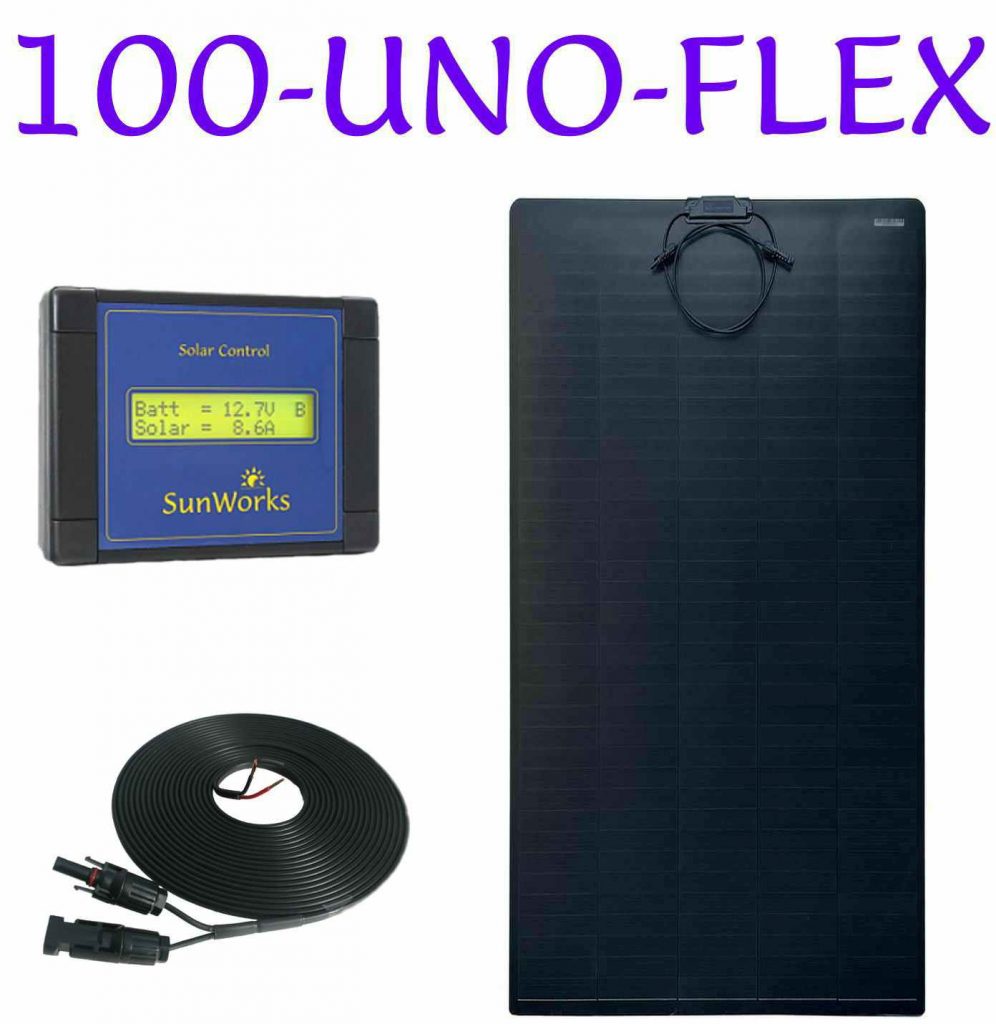 Flexible solar panel kit for motorhomes. 100 watt. SunWorks controller.