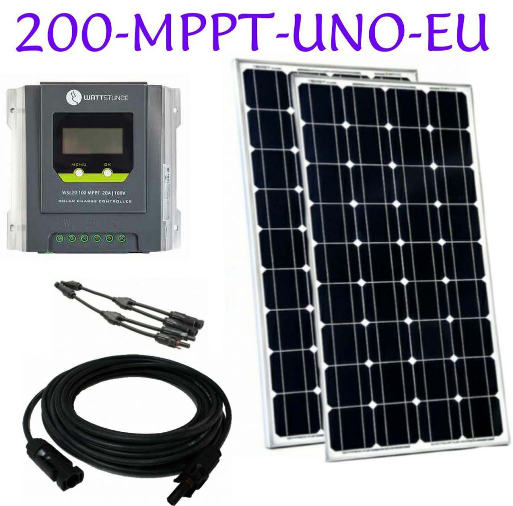 MPPT solar panel kit for narrowboats and motorhomes. 200 watts.